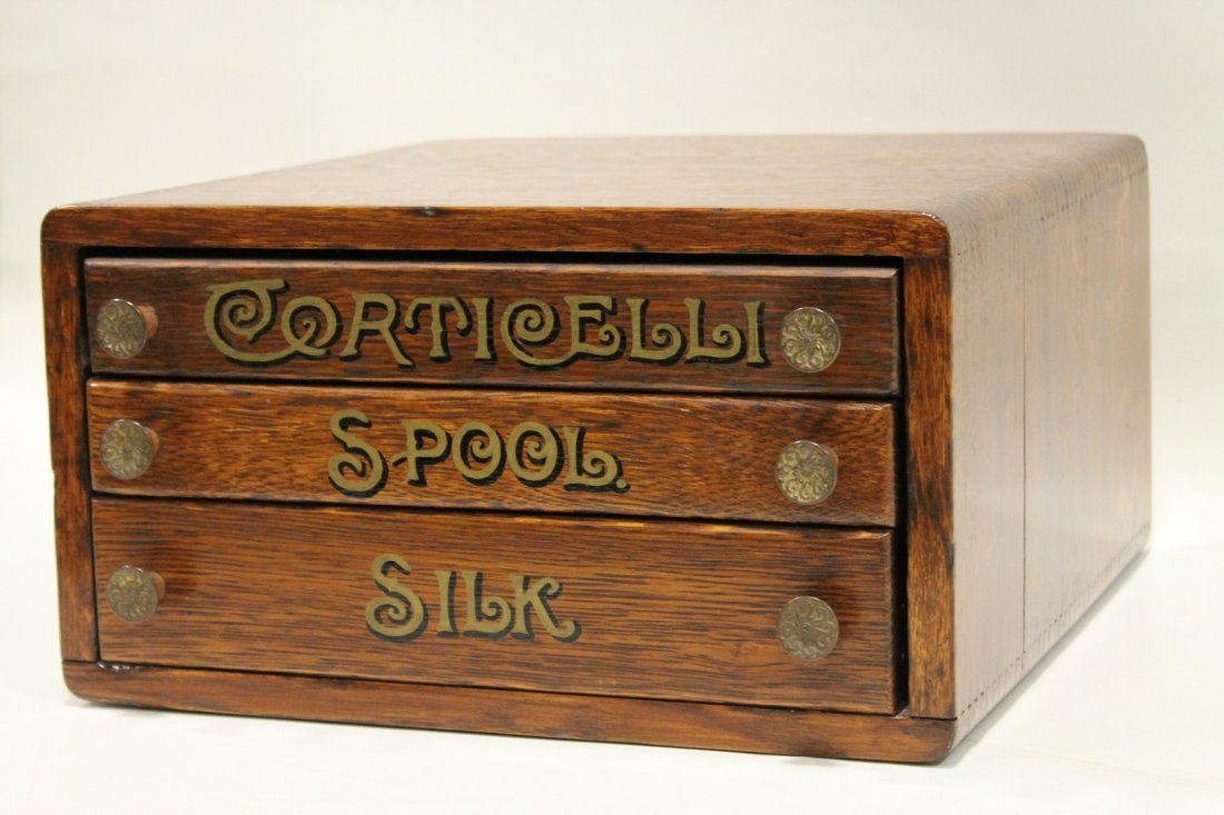 3-Drawer Oak Corticelli Silk Spool Cabinet