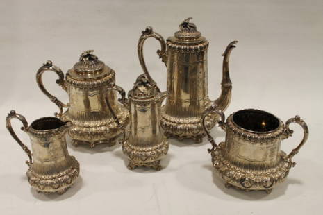 Silver On Copper Tea Set