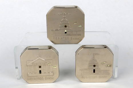 3 Vintage Tin Dime Banks