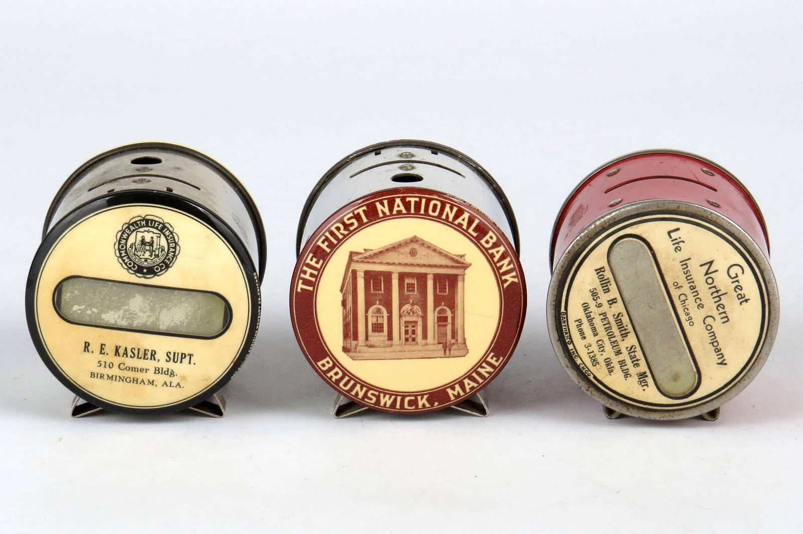 Lot Of 3 Fat Celluloid Banks On Feet Auction