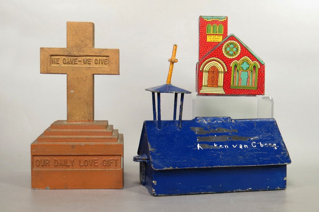 Lot Of 3 Religious Pot Metal, Tin, And Sheet Metal