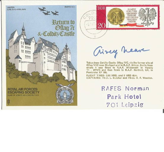 Airey Neave Signed Ww2 Escape From Colditz Castle Raf