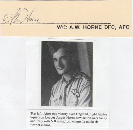 Signature Of Wing Commander Angus William Horne Dfc Afc