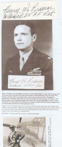 Ww2 Fighter Ace Signature Of Colonel Henry W. 'babe'