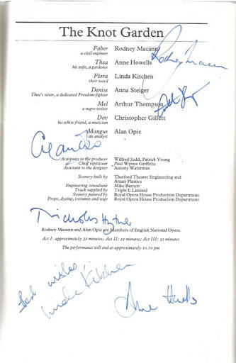 Royal Opera House Programme The Knot Garden 16th May