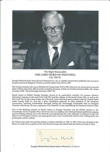 The Rt Hon Lord Hurd of Westwell CH CBE PC Douglas (#0180) on Jul 24 ...