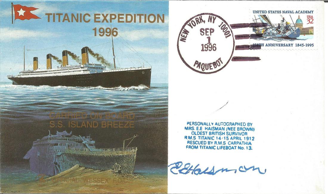 Titanic survivor Edith Haisman signed 1996 Titanic - Aug 07, 2019 ...