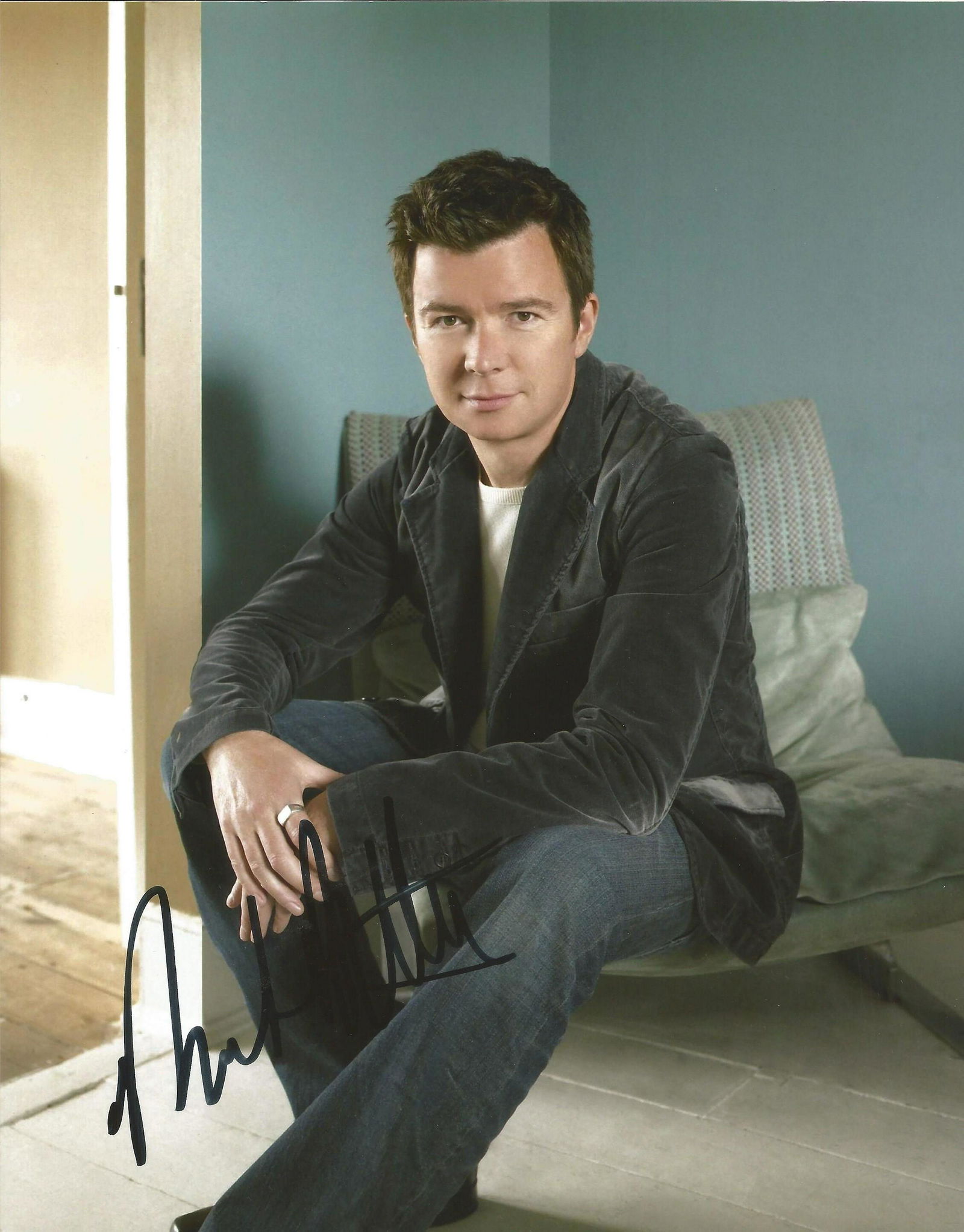 Rick Astley Signed 10 X 8 Colour Photoshoot Portrait