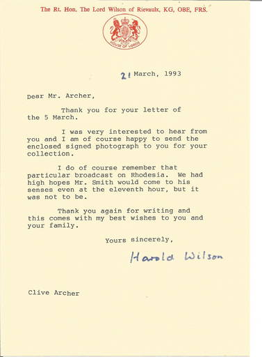 Harold Wilson Signed Typed Letter On House Of Lords