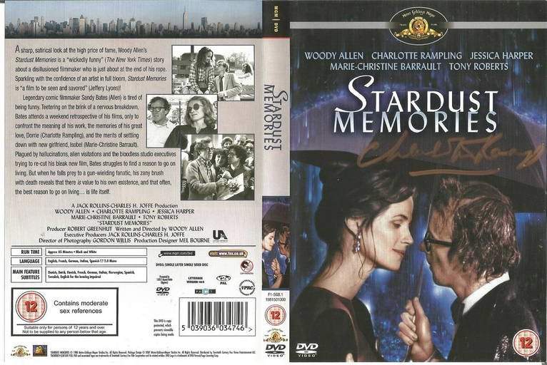 Charlotte Rampling Signed Stardust Memories Dvd Insert.