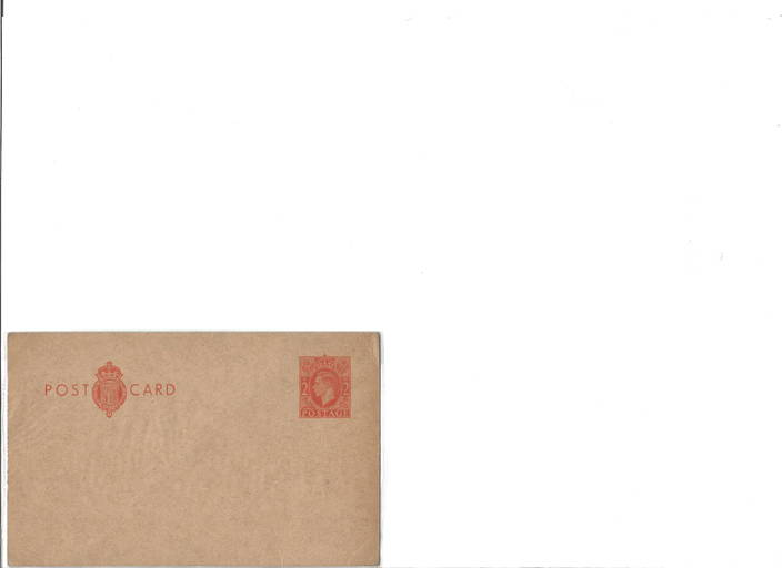 George V1 2d Mint Pre Printed Postcard. Good Condition.