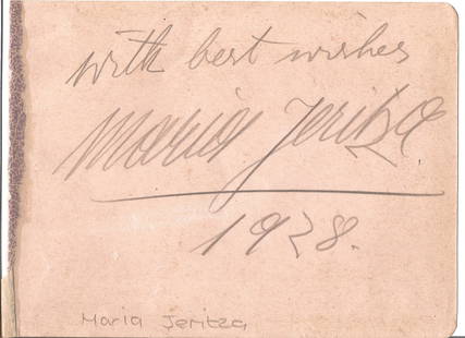 Maria Jeritza Signed 1928 Autograph Album Page.