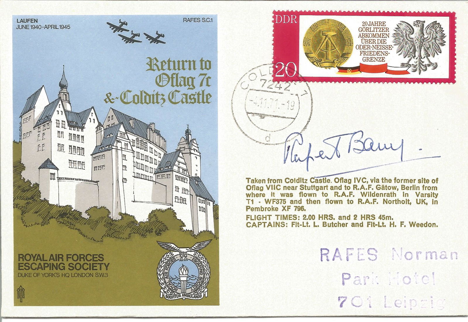 Sir Rupert Barry WW2 POW signed Colditz Castle RAF - Nov 15, 2019 ...