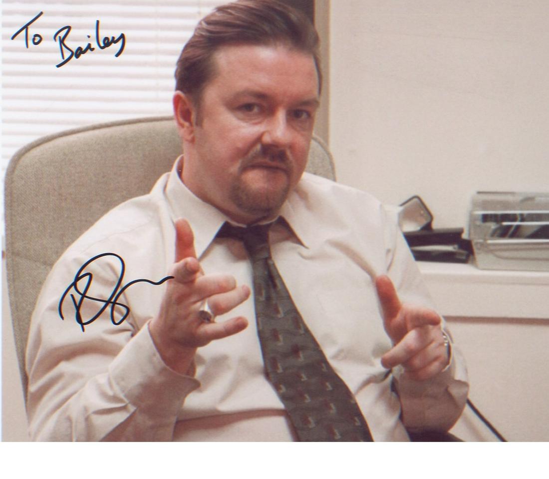 The Office Ricky Gervais Signed 10 X 8 Inch Photo. Good