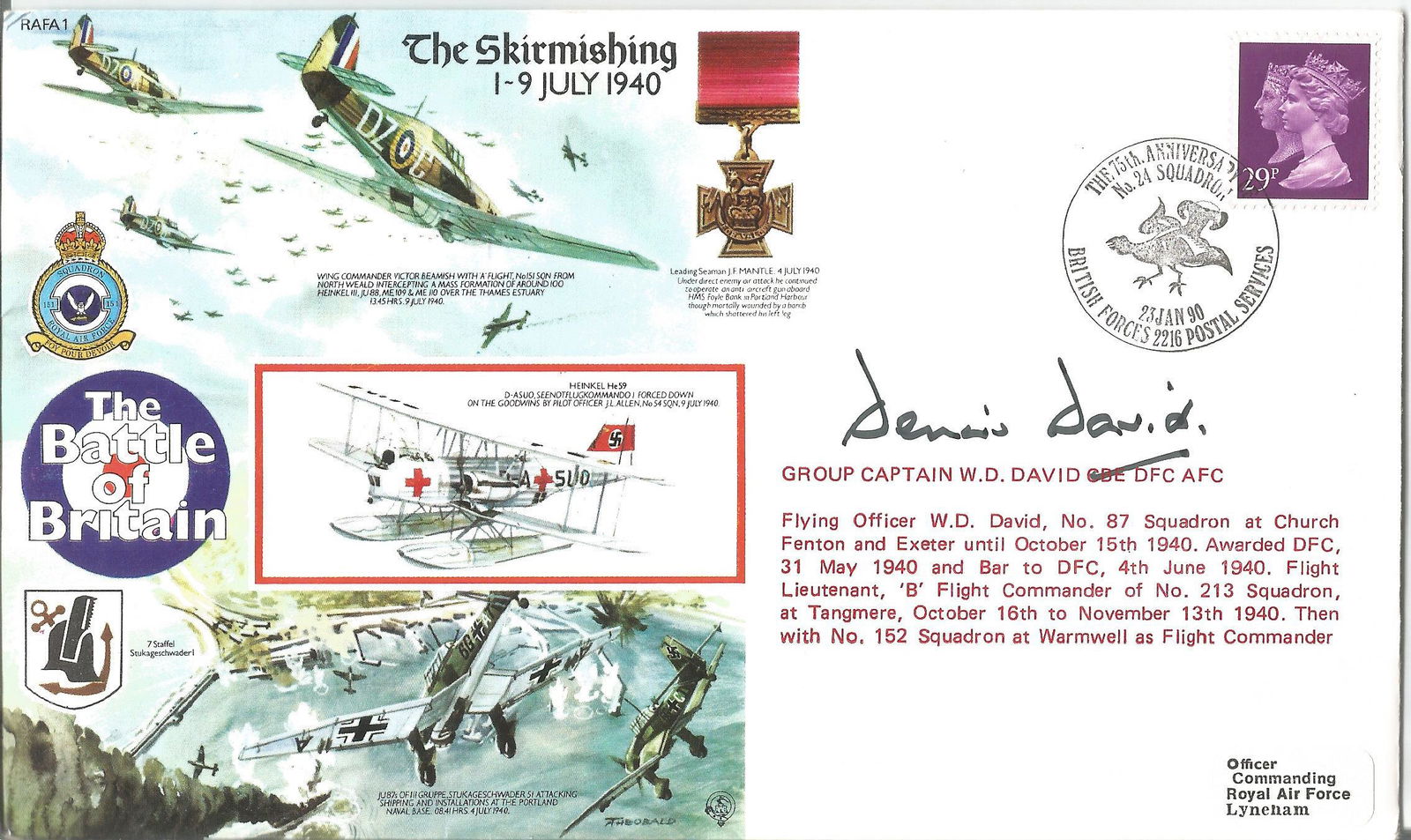 Grp Capt Dennis David CBE DFC AFC signed Battle of - May 13, 2020 ...