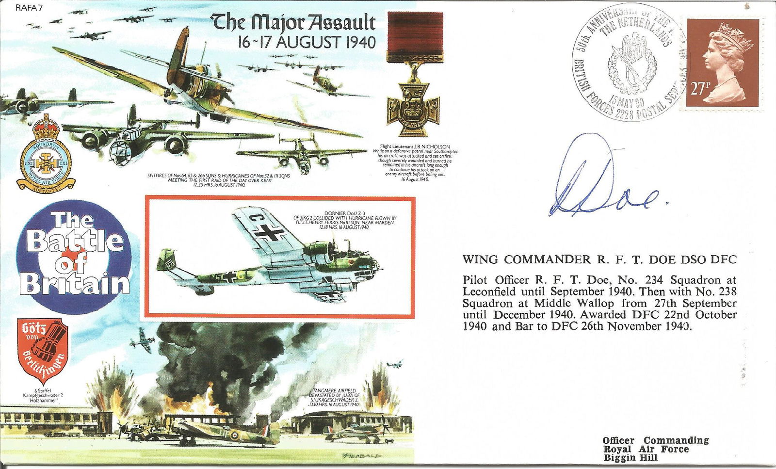 Wg Cdr Bob Doe DSO DFC WW2 BOB pilot signed 1990, 50th - Jun 10, 2020 ...