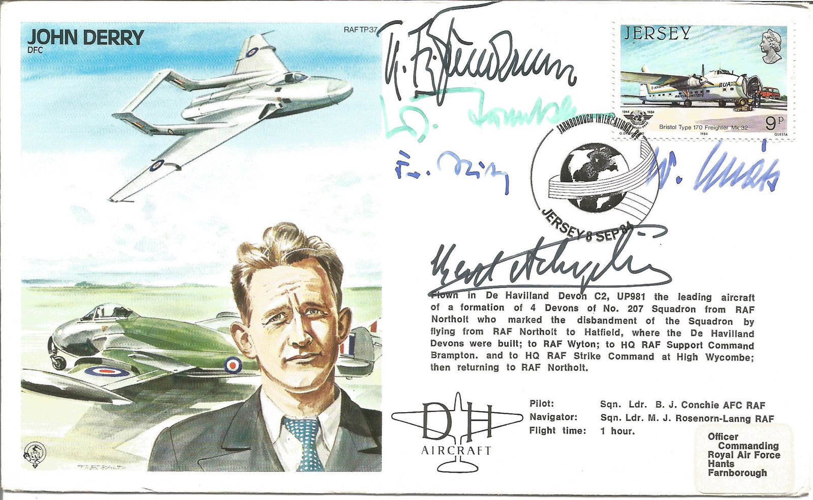 Luftwaffe Aces Ww2 Multiple Signed John Derry Test