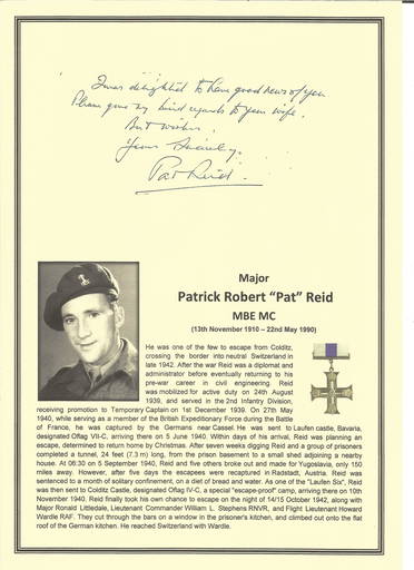 Colditz Ww2 First Escaper Major Patrick Robert Pat Reid