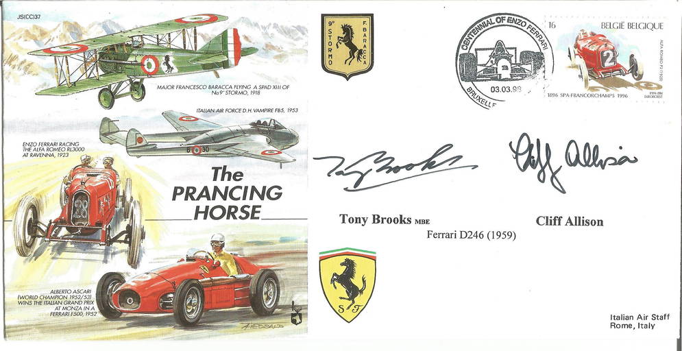Tony Brooks Cliff Allison Motor Racing Drivers Signed