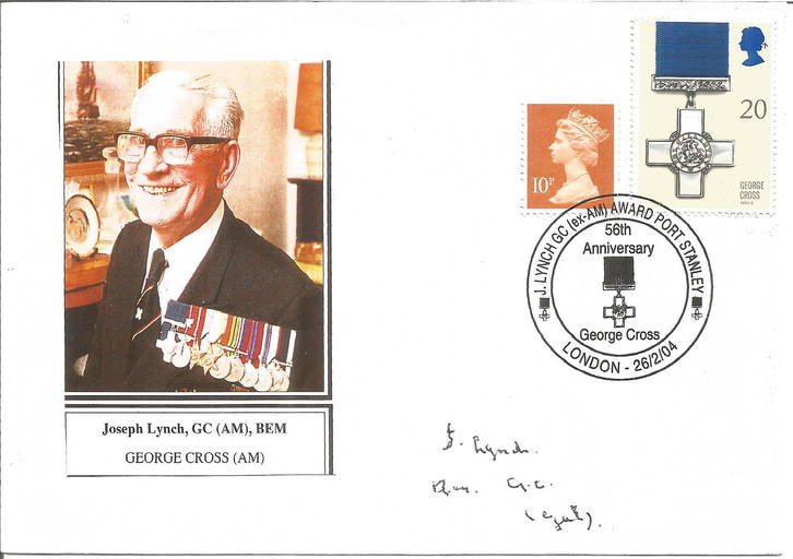George Cross Signed Fdc Date Stamp 56th Anniversary