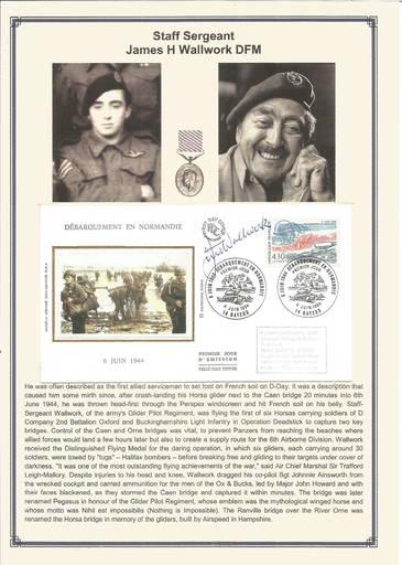 Staff Sergeant James H Wallwork Dfm Signed Cover