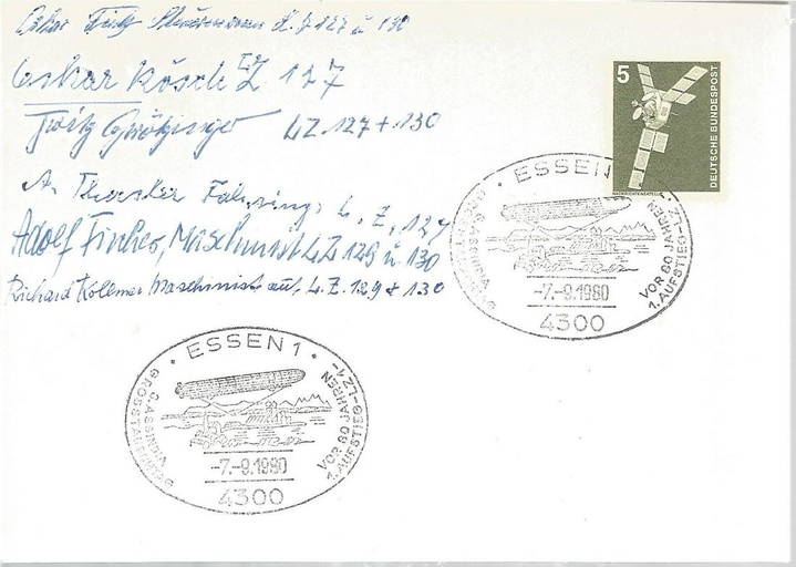 Zeppelin Crew Members Multiple Signed 1980 German Cover