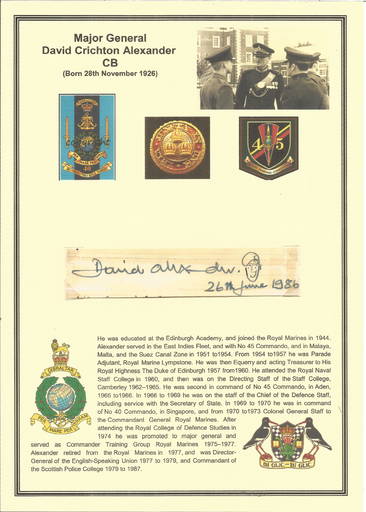 Major General David Crichton Alexander CB signed piece - Oct 23, 2020 ...