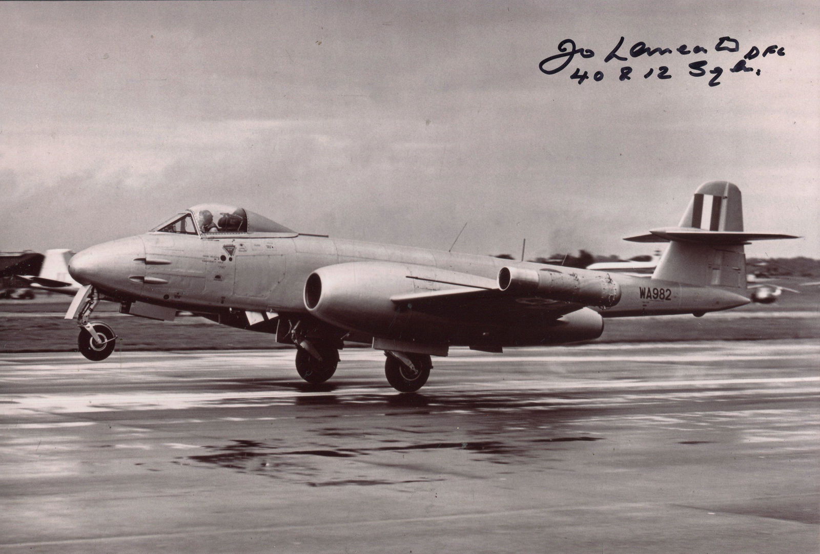 Raf Test Pilot. 8x12 Inch Gloster Meteor Photo Signed