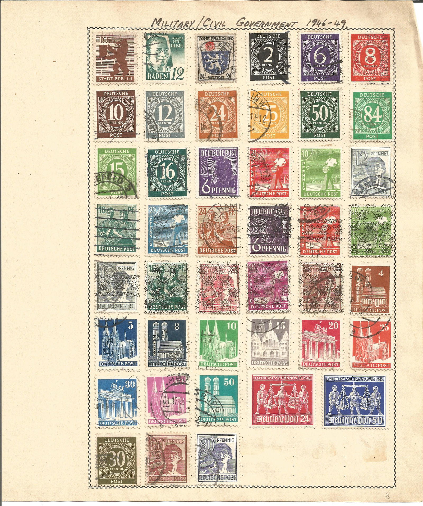 German Stamp Collection Military /civil Government