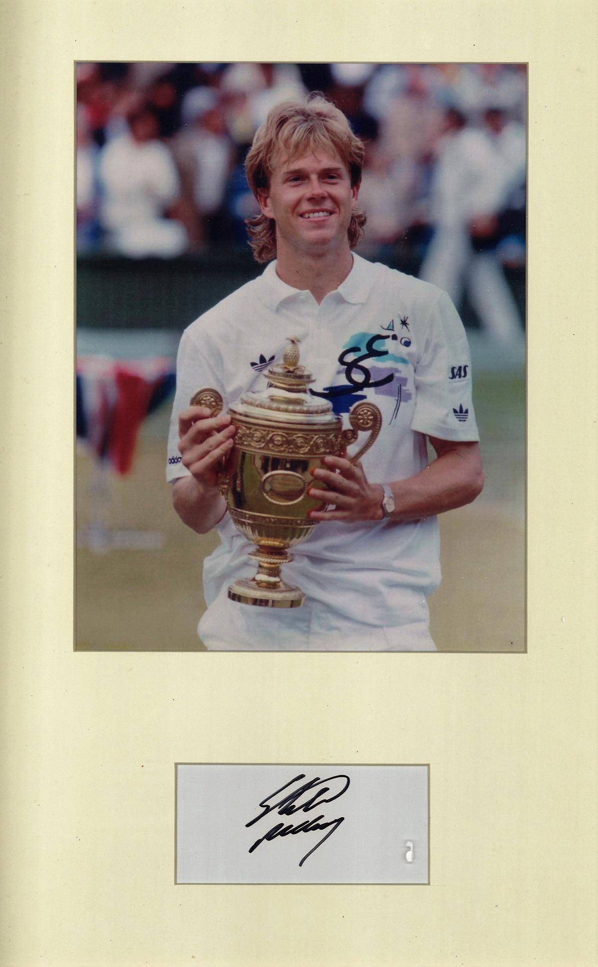 Stefan Edberg. Signature Mounted With Wimbledon