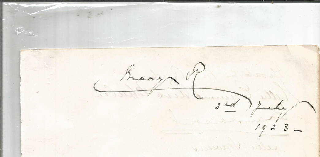 Queen Mary signature piece also signed on reverse by - Jan 29, 2021 ...