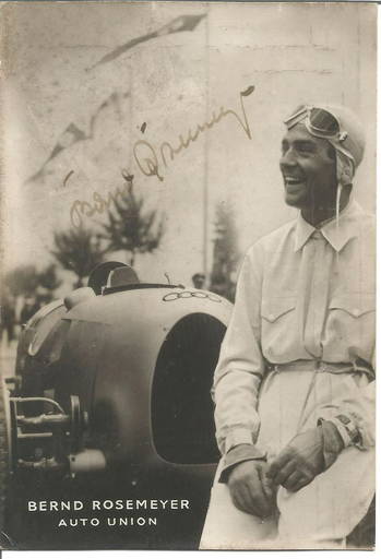 Motor Racing Bernd Rosemeyer signed 6x4 very rare - Mar 12, 2021 ...