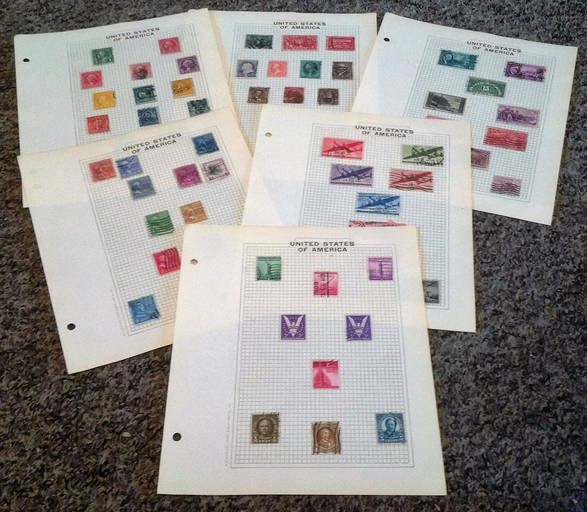 Usa Stamp Collection 6 Loose Album Pages Valuable