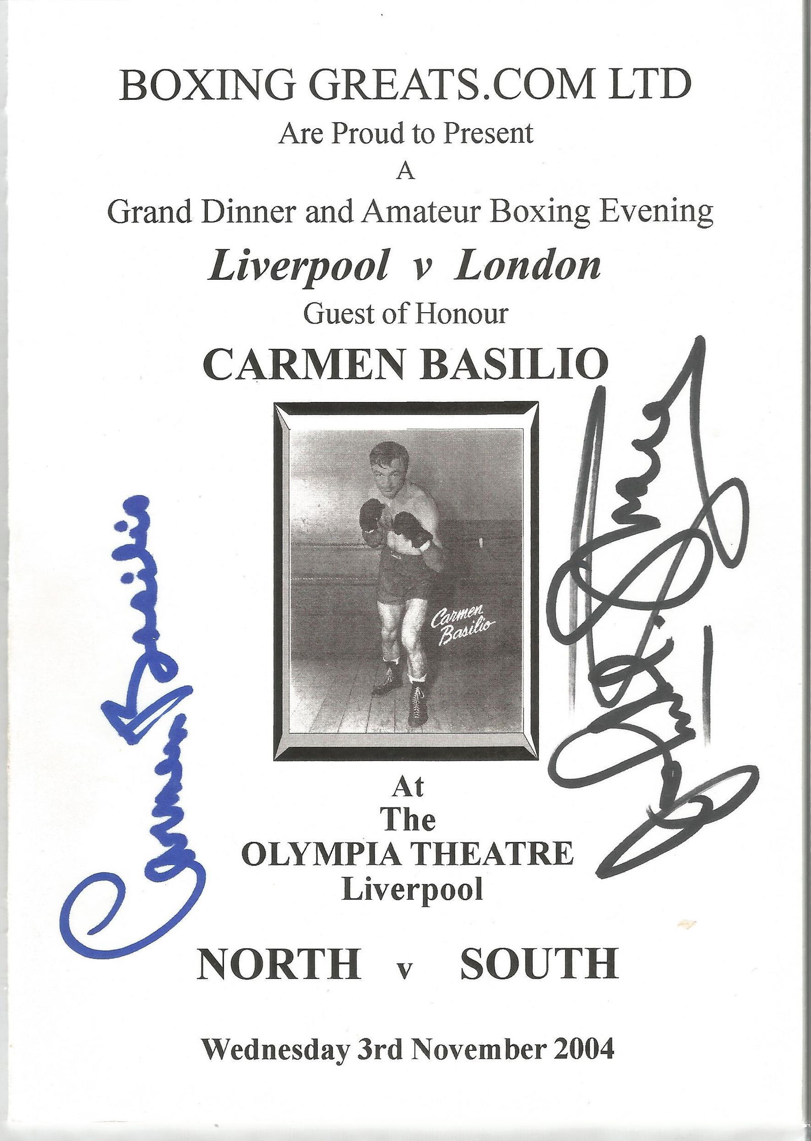 Boxing Carmen Basilio & John H Stracey Signed Liverpool