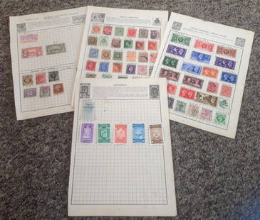 World Stamp Collection Includes 4 Loose Album Sheets