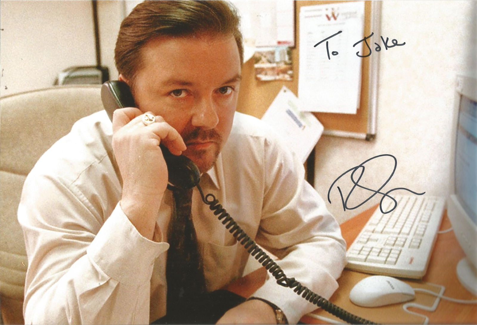 The Office Ricky Gervais Signed And Dedicated 10 X 8