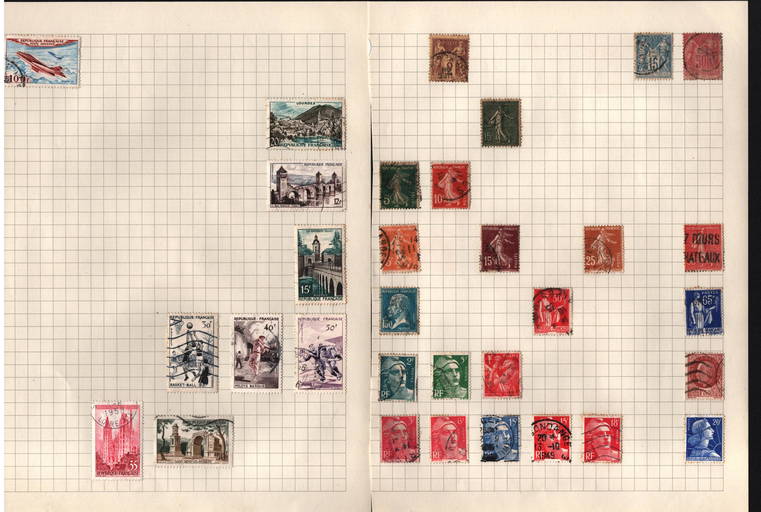 World Stamp Collection On 15 Pages. Includes France,