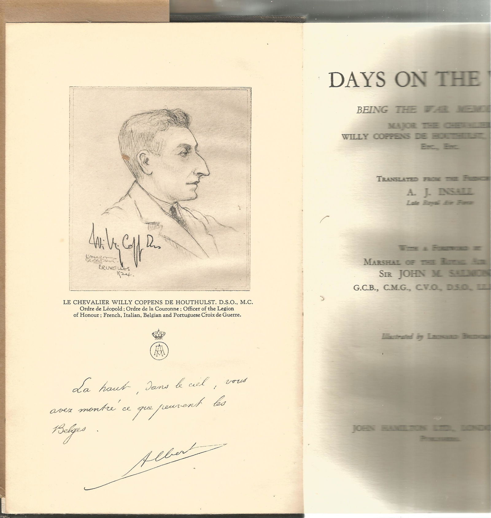 Great War fighter ace Baron Willy Coppens signed book - Jul 14, 2021 ...