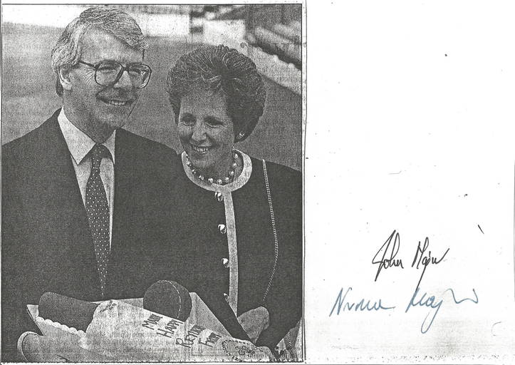 Sir John Major And Joan Major Signed Black And White