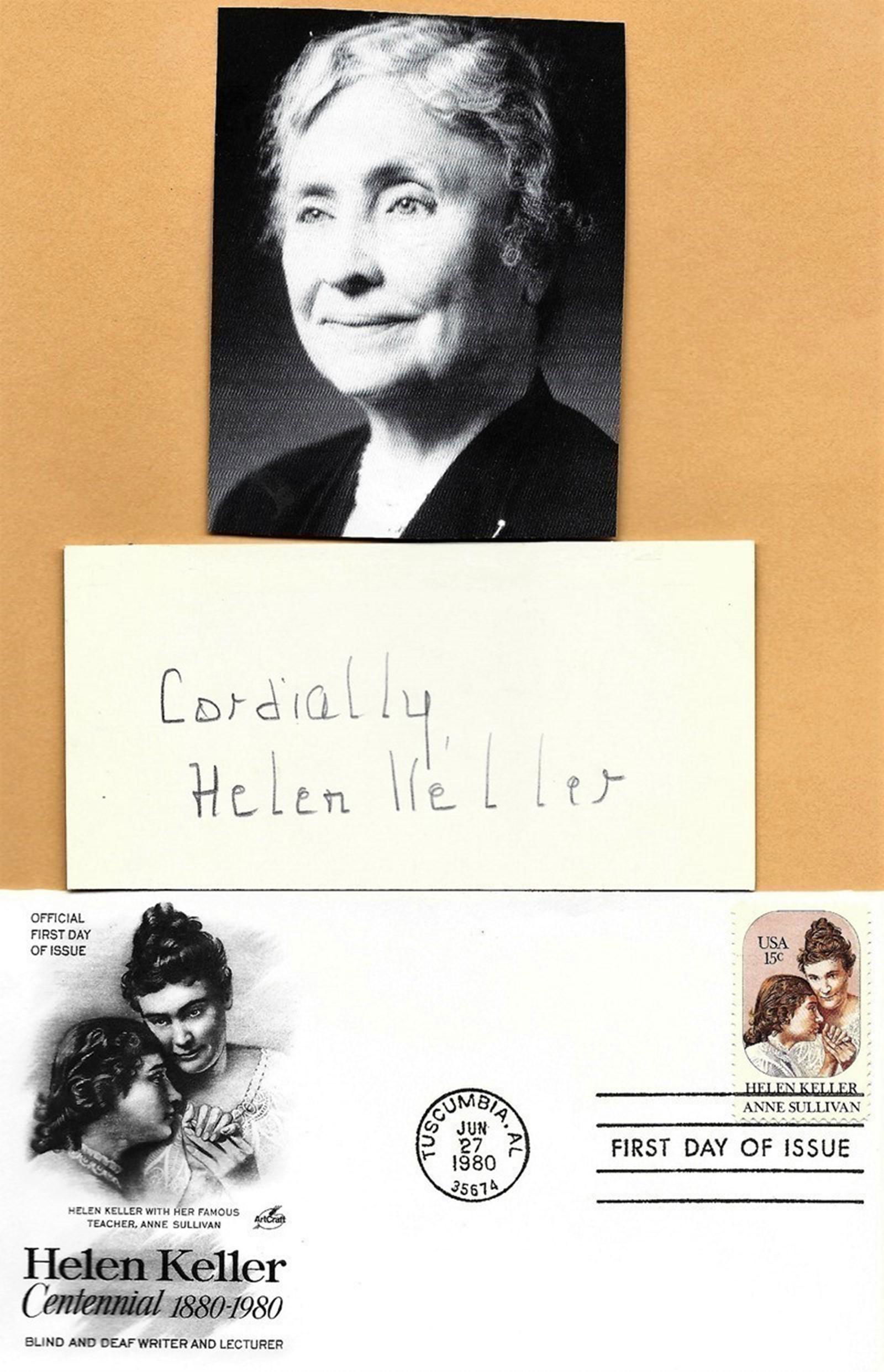 Helen Keller signature piece includes 5x3 signed white (#0095) on Sep ...