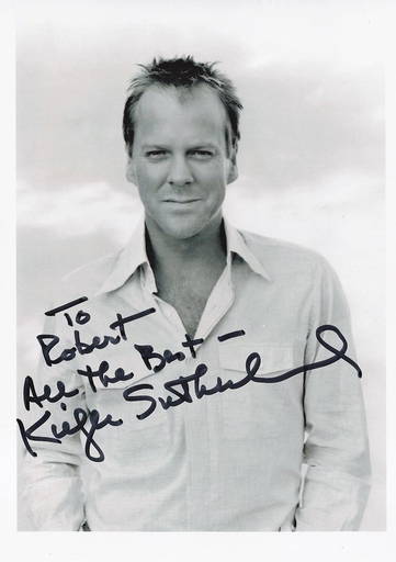24 Actor Kiefer Sutherland Signed 7 X 5 Inch B/w Photo