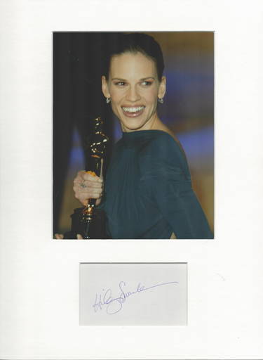 Hilary Swank signature piece autograph presentation. (#0371) on Oct 13 ...