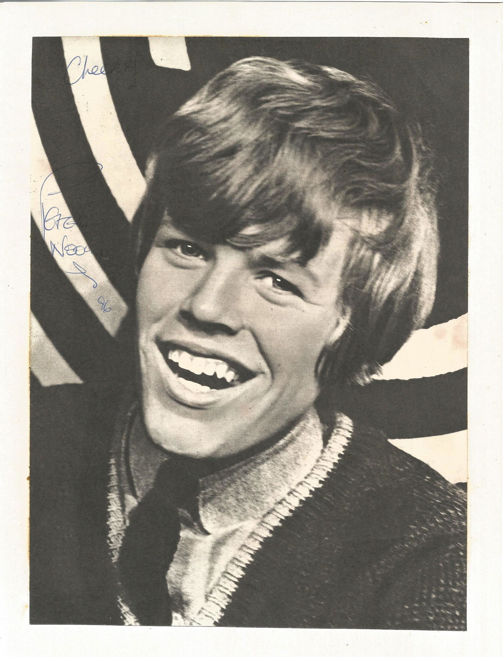 Singer Peter Noone Signed 10x8 Black And White Image,