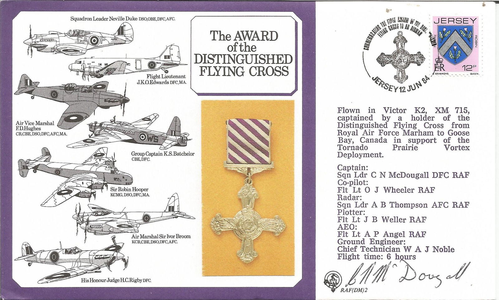 Sqn Ldr C N Mcdougall Dfc Signed And Flown