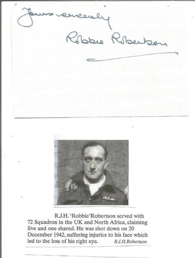 Sqn Ldr Robbie Robertson WW2 Fighter Ace Signature - Dec 03, 2021 ...