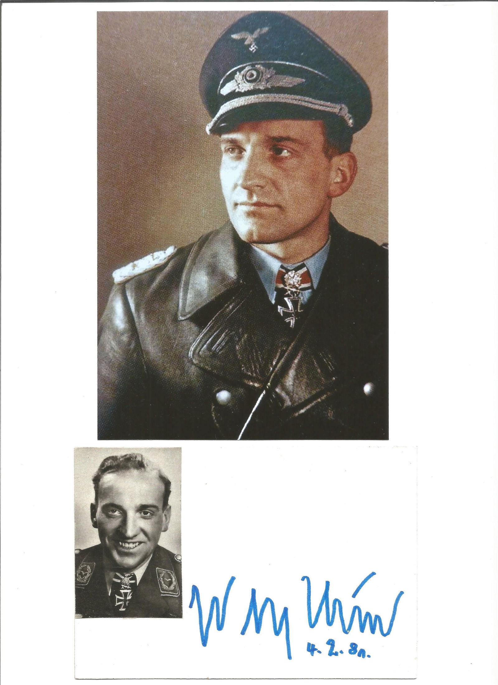 WW2 Luftwaffe ace Hans Ulrich Rudel signed card mounted (#0189) on Dec ...