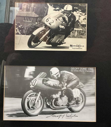 Racing Legend Geoff Duke OBE Hand signed 2 Postcards (#0145) on Dec 17 ...