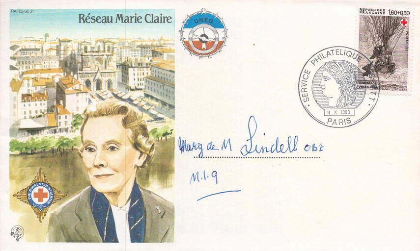 Mary Lindell Obe Signed Reseau Marie Claire Fdc. Rafes