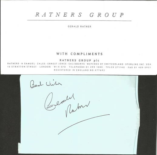 Gerald Ratner CEO Of British Jewellers Signed Autograph (#0195) on Jan ...