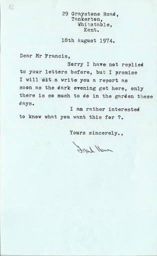 Frank Usmar 41 Sqn, WW2 Battle of Britain Pilot, Hand (#0130) on Feb 23 ...